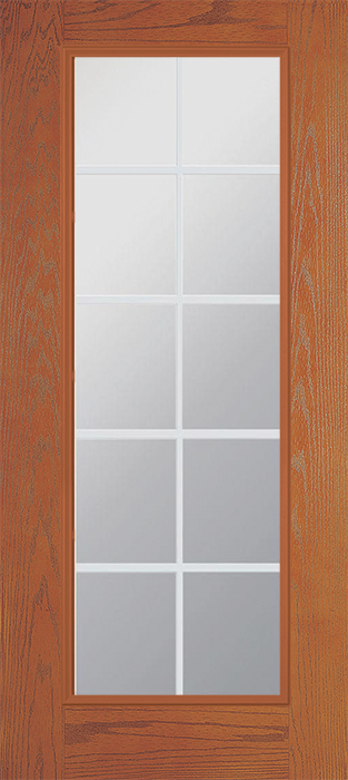 TF10F Flush-Glazed Oak Grain Textured Fiberglass Exterior Door with 10 ...