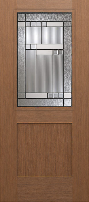 FG2PSHKHAR Fir Grain Textured Fiberglass Exterior Door with Harlow 1/2 ...